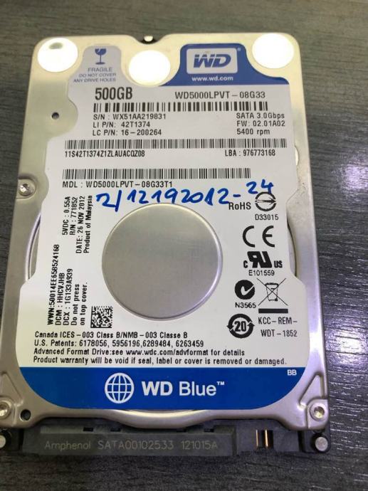 HDD 2,5” WD 500 GB
