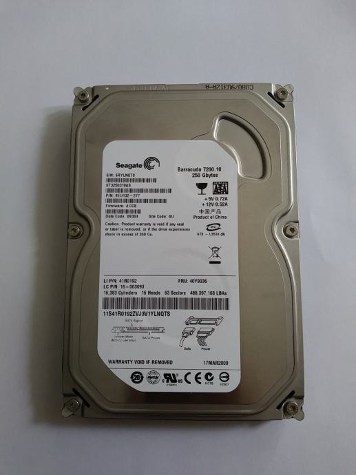 HDD 3.5 SEAGATE Barracuda ST3250310AS SLIM 250GB 7200.10 SATA 3.0Gb/s