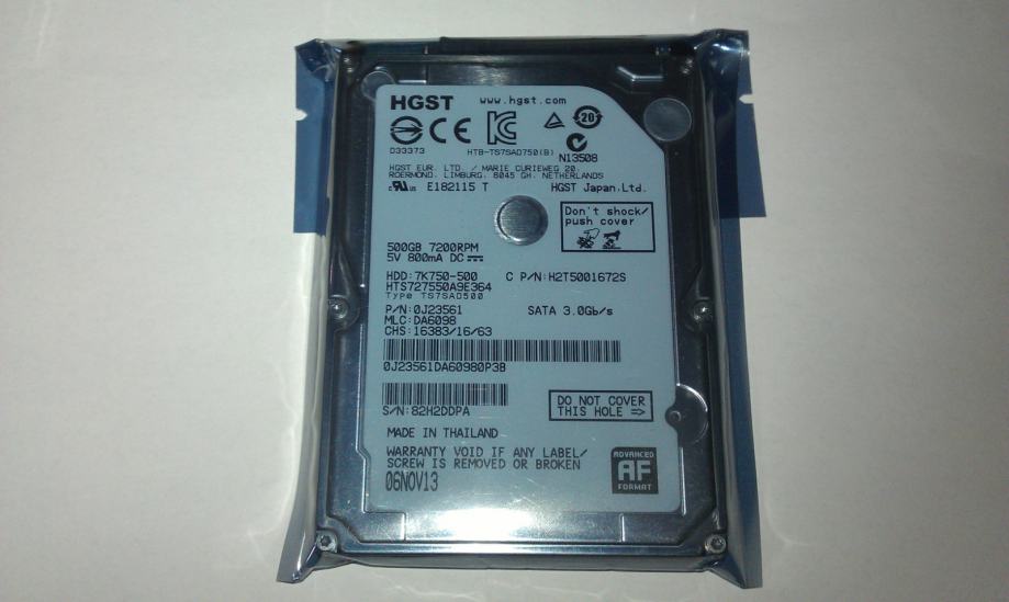 HGST Hard disk 500GB HTS727550A9E364 7200RPM SATA 2.5 9.5mm - Zg-Zap