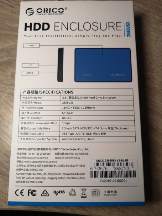 Vanjski prijenosni hard disk 500Gb Usb 3.0