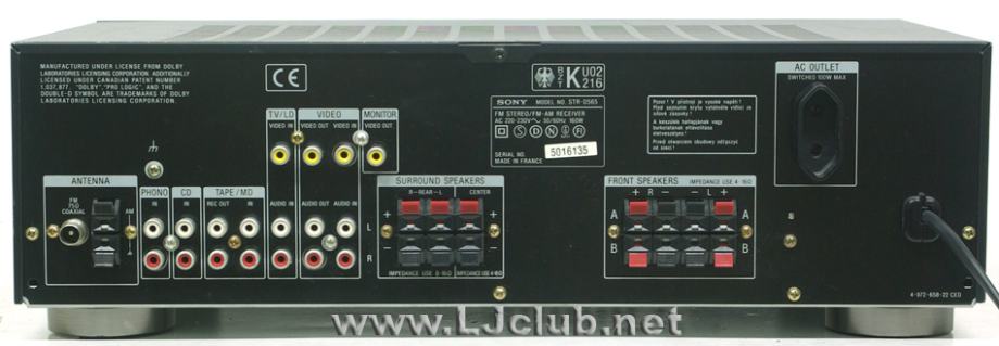 Receiver Sony STR-D565 Dolby Pro Logic 3x80+2x40