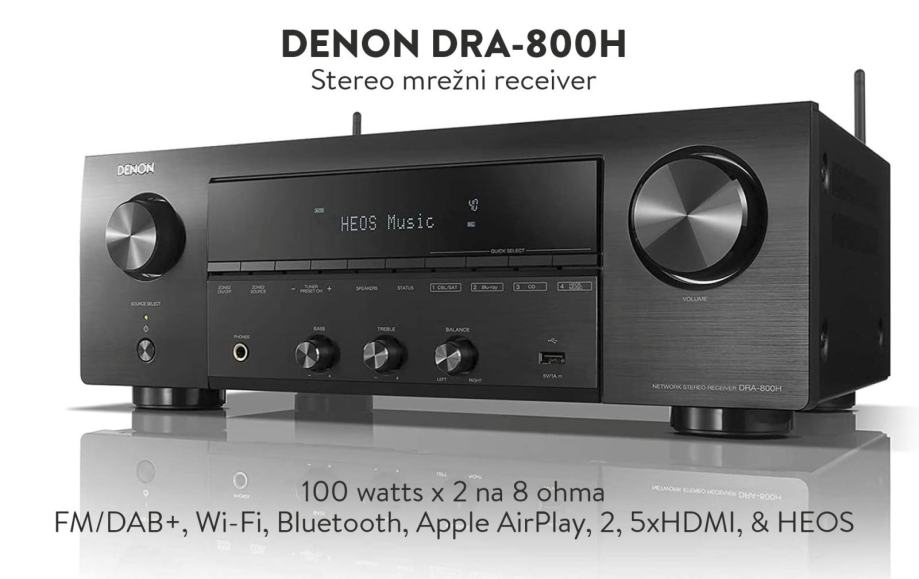 Denon DRA-800H - stereo, mreža, FM/DAB+, Wi-Fi, HDMI, Bluetooth...