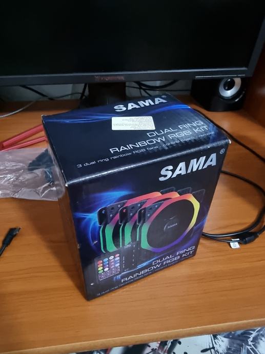Sama dual ring rainbow rgb kit - 3 ventilatora + daljinski
