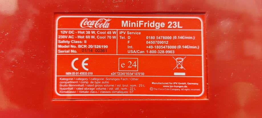 MINI COCA-COLA Frizider 220 V ili 12 V