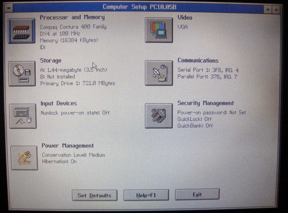 Compaq Contura 420C retro laptop notebook 486 16mb Windows 95 Win95