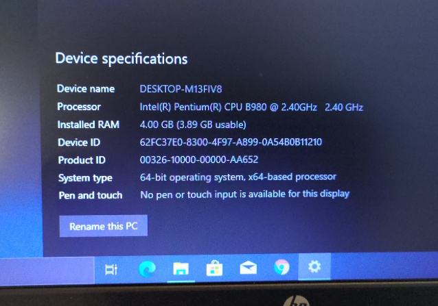 Hp 650,Intel pentium B980(2,4GHz)4gb,500HDD,Wind.10 samo 695kn