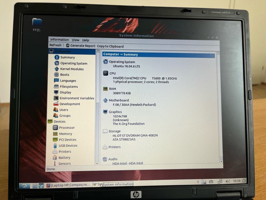 HP Compaq nx6310 Intel Core™2 Duo Processor T5600 laptop