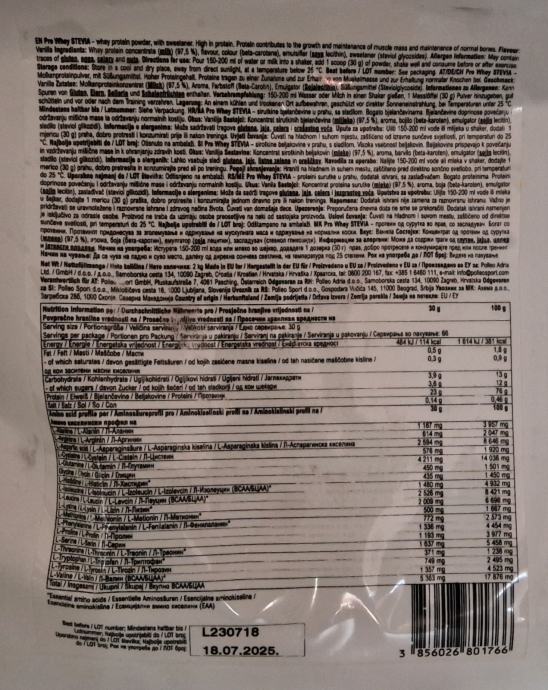 Polleo Sport Proseries PRO WHEY STEVIA, 2 KG (Vanilija) - Popust 60%!