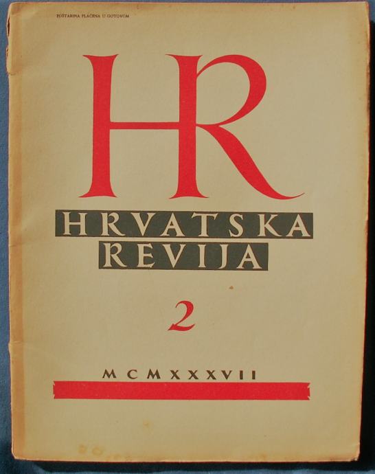HRVATSKA REVIJA 2 Blaž Jurišić Matica hrvatska Zagreb 1937