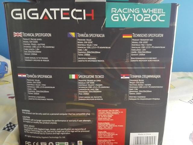 VOLAN GIGATECH RACING WHEEL GW-1020C