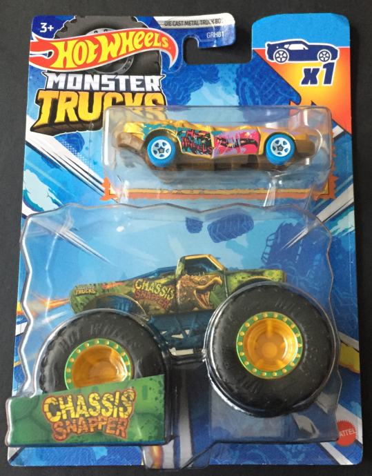 Hot Wheels Monster Truck (GRH81) Chassis Snapper + Crushed Car.