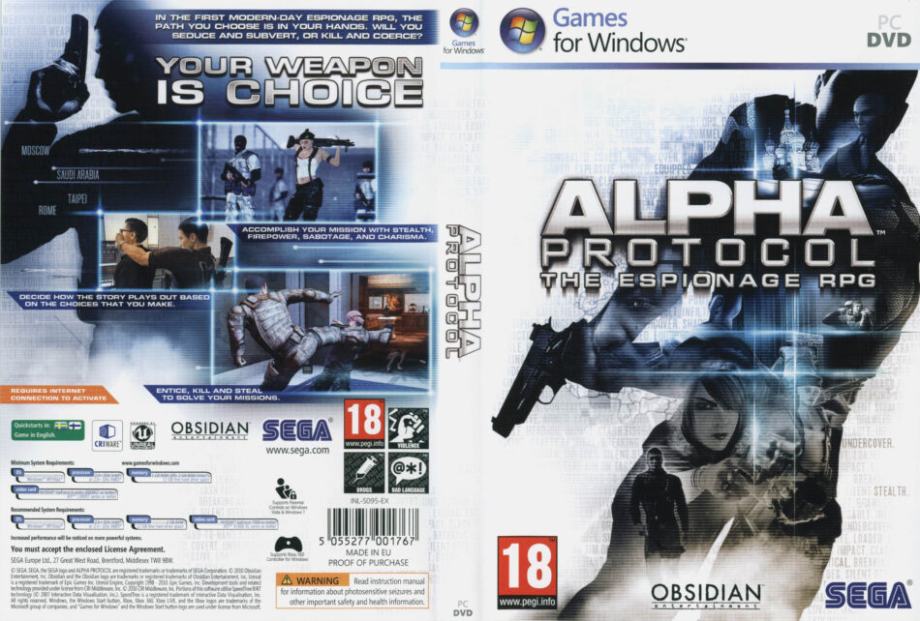 ALPHA PROTOCOL THE ESPIONAGE RPG PC DVD
