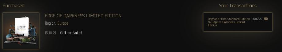 Escape from Tarkov Edge of Darkness limited edition account EFT EoD