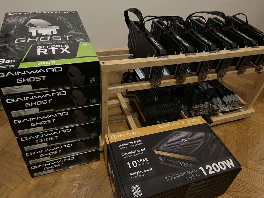 Mining Rig 6 x NVIDIA RTX 3060Ti 8GB - (360 MH/s ETH)