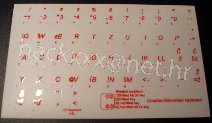 Naljepnice za tipkovnicu / tipke, hrvatska slova