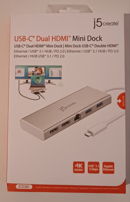 USB-C Dual HDMI Mini Dock (Model JCD381) J5CREATE