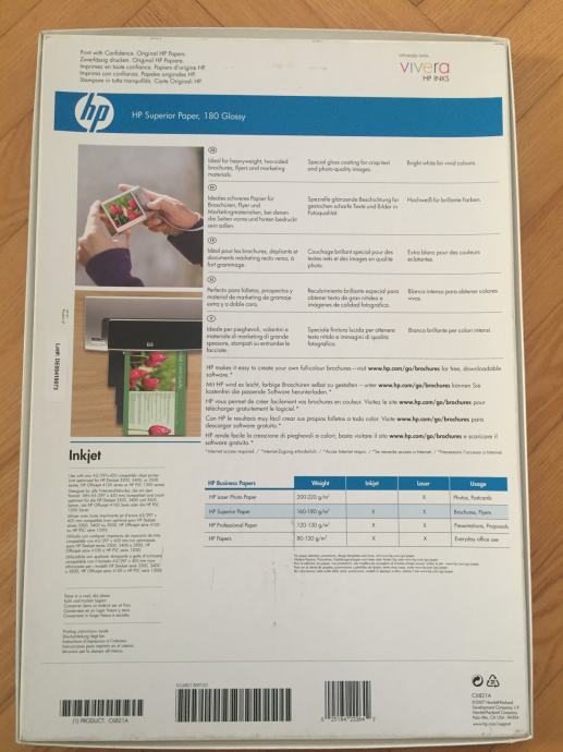 HP Superior papir i HP Professional papir,180, glossy, A3, za Inkjet