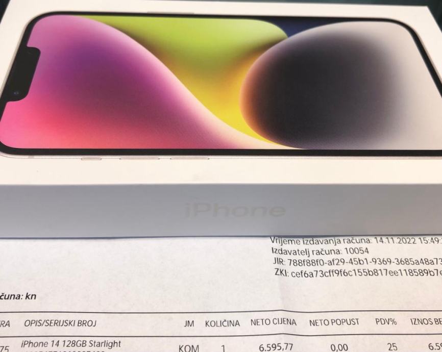 iPHONE 14 128GB, NOVO! R1/ RATE!