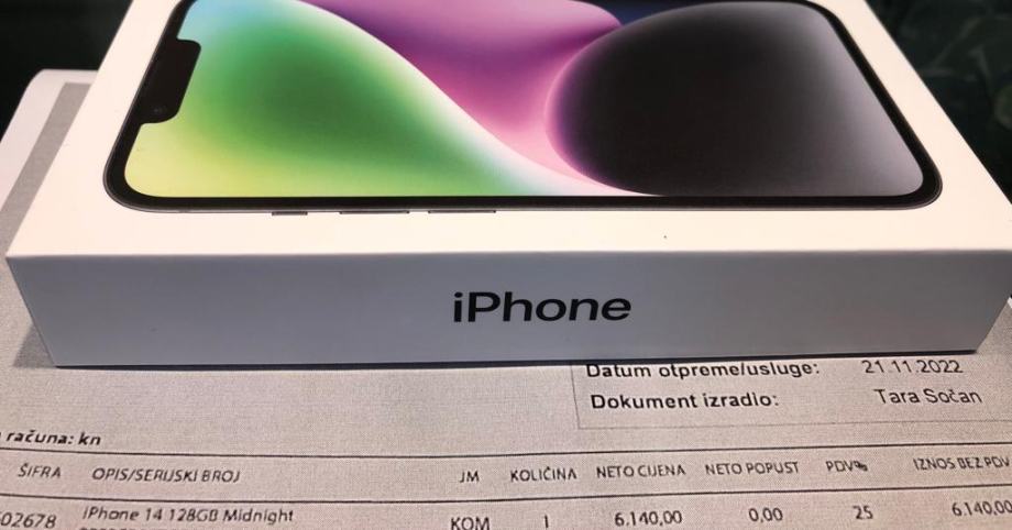 iPHONE 14 128GB, NOVO! R1/ RATE!