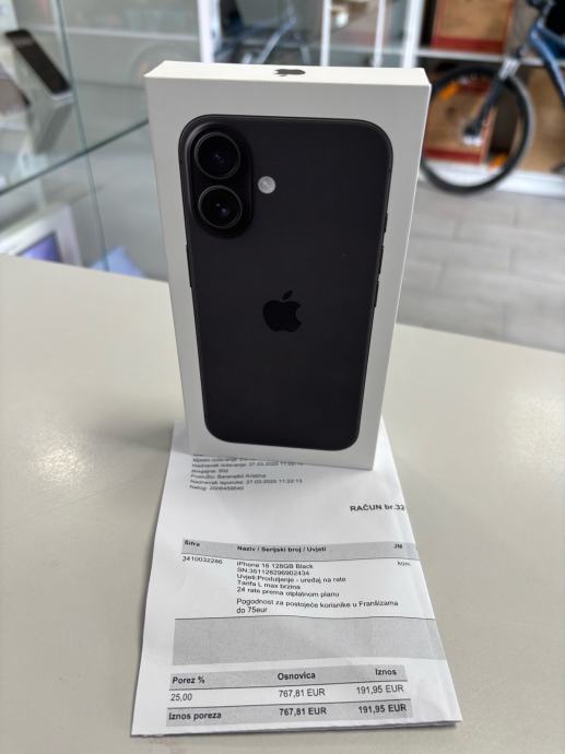 Iphone 16 128GB, NOVO, GARANCIJA, R1 račun
