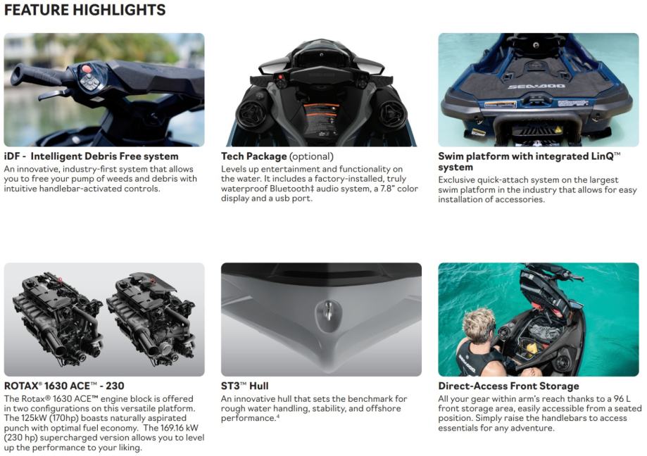 SEADOO 2025. GODINA GTX230 iDF Tech Package Blue Abyss/Gulfstream Blue