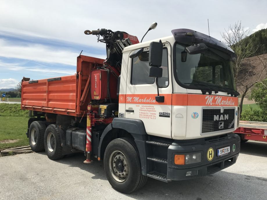 MAN 33.403 Kiper + kran, 1998 god.