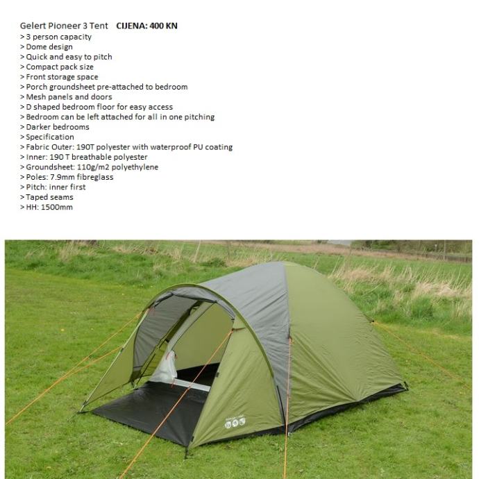 Gelert šatori za kampiranje