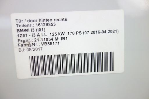 VRATA DESNA ZADNJA BMW I3 L01 LCI B85