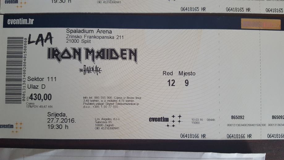 Iron Maiden VIP ulaznice