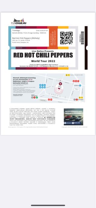 Karta za Red Hot Chili Papers 15.6.2022 Budimpesta