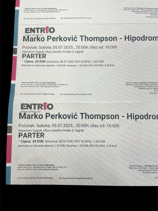 MARKO PERKOVIĆ THOMPSON-KARTE HIPODROM PARTER 05.07.2025