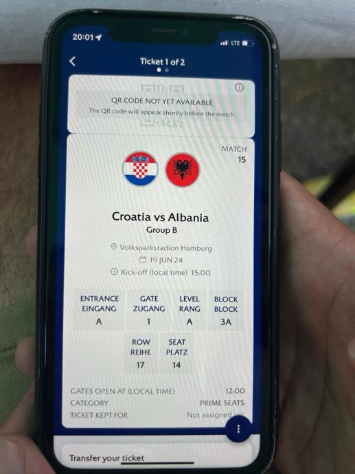 Euro 2024, Hrvatska Albanija, Prime seats (prvi sektor do terena)