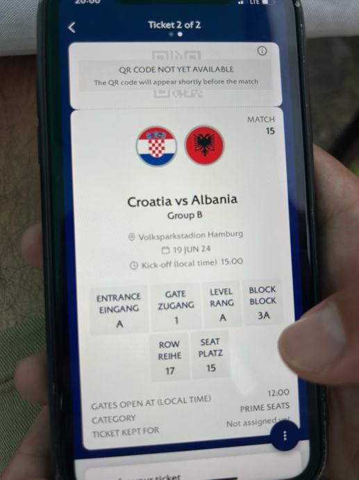 Euro 2024, Hrvatska Albanija, Prime seats (prvi sektor do terena)