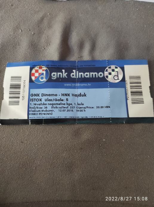 ulaznica GNK Dinamo HNK Hajduk