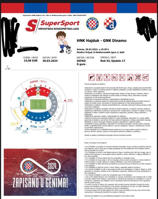 Ulaznica Hajduk-Dinamo