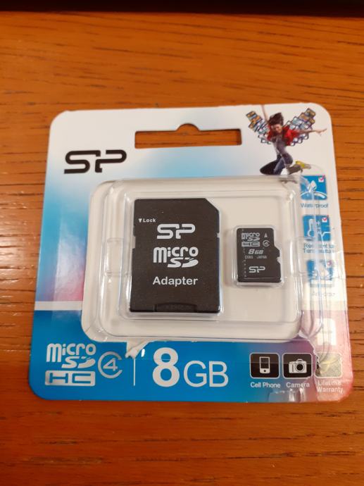 SP micro SD HC 4 memorijska kartica od 8 GB + adapter