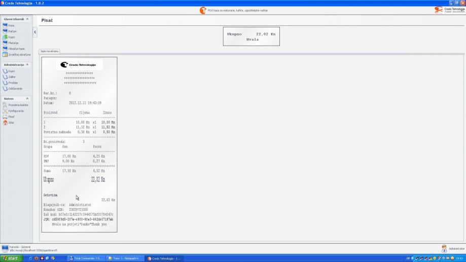 Prodajem fiskalnu POS kasu software za 1000 kn