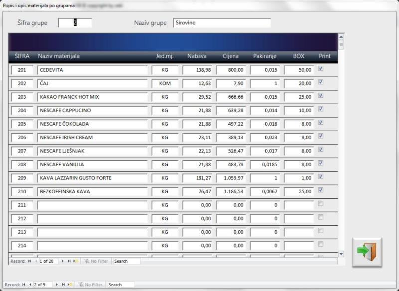 Program za caffe bar (kafiće) - fiskalna blagajna