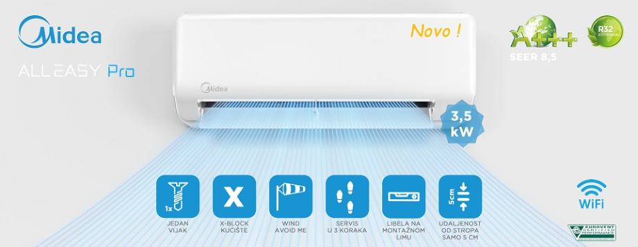 Klima Midea All Easy Pro 3,5/3,8 kW, Wi-Fi, Inverter