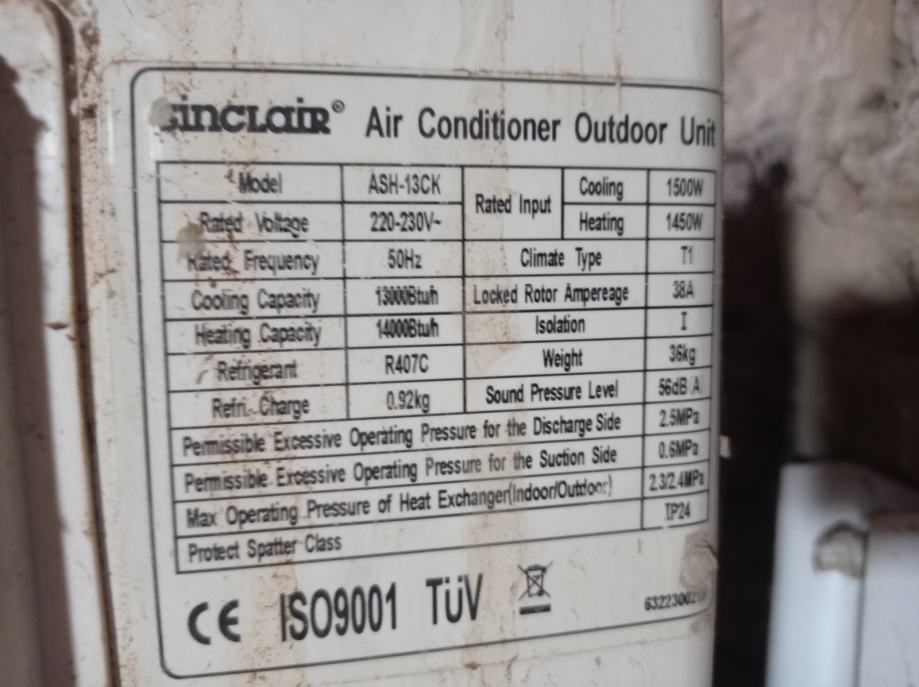 Klima uređaj Sinclair ASH-13CK snage 3,8kW/4,2kW