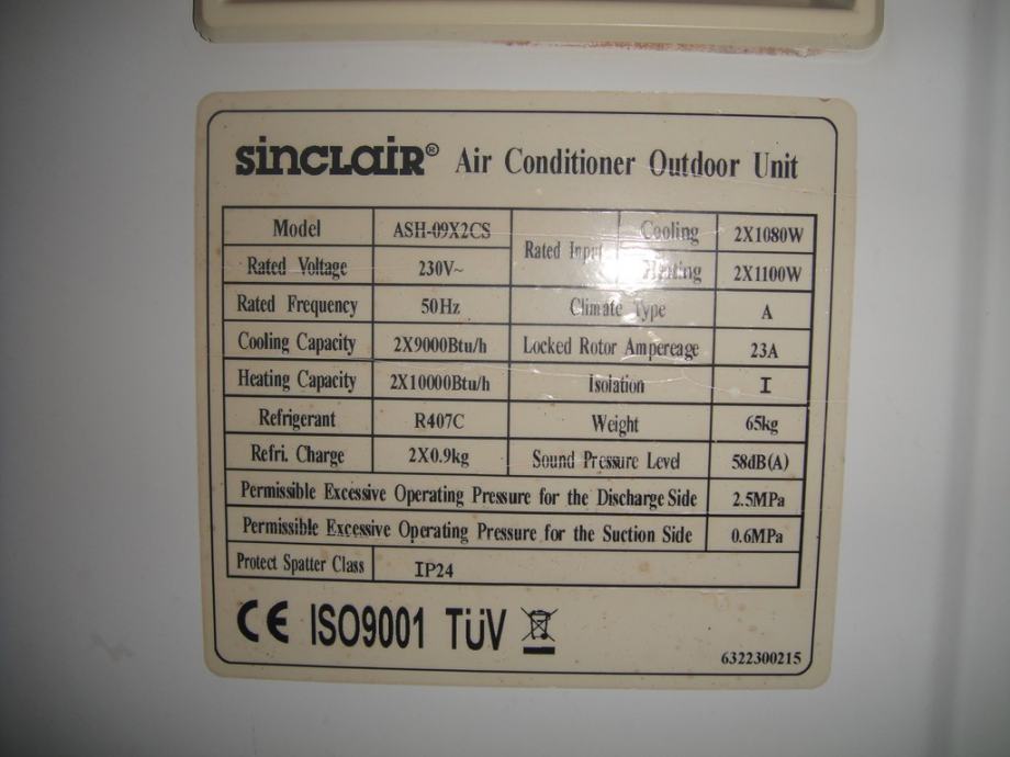 klima uređaj SINCLAIR ASH-09X2CS multisplit