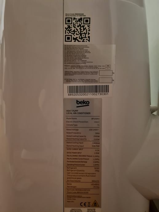 Prijenosni klima uređaj Beko