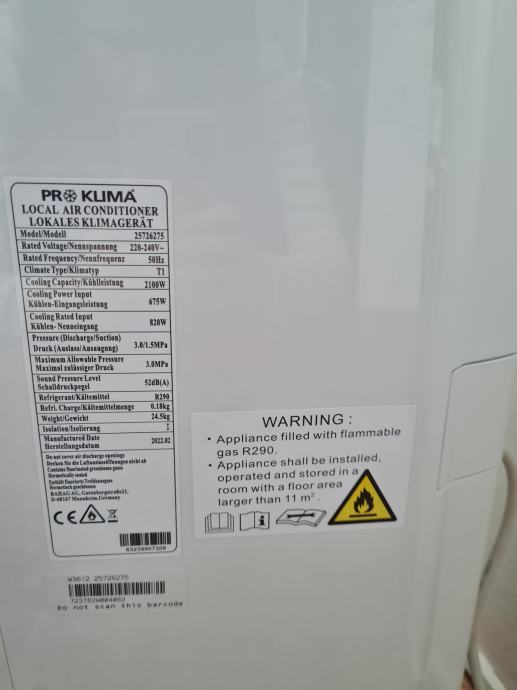 PROKLIMA prijenosni klima uređaj Purity 7.000