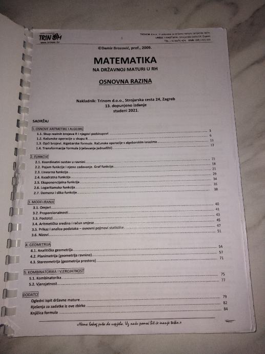 Trinom skripta iz matematike B razina