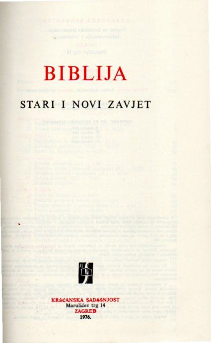 Biblija: Stari i Novi zavjet 1976 God