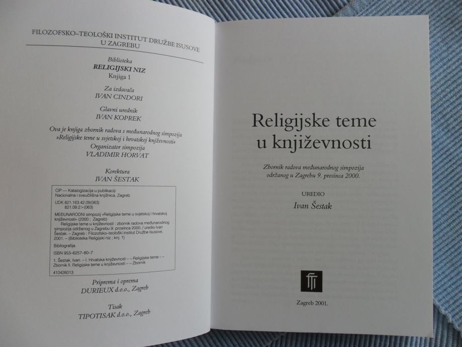 Šestak, Ivan (ur.): Religijske teme u književnosti. Zbornik radova...