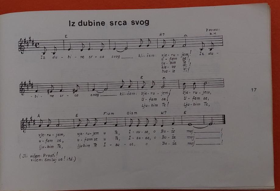 SVI SLAVIMO GOSPODINA, Pjesmarica duhovnih popijevki