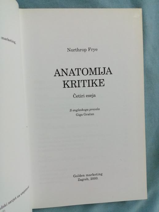 Northrop Frye – Anatomija kritike : Četiri eseja (B17)