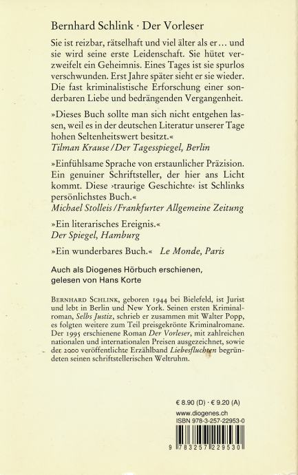 Der Vorleser : Roman / Bernhard Schlink