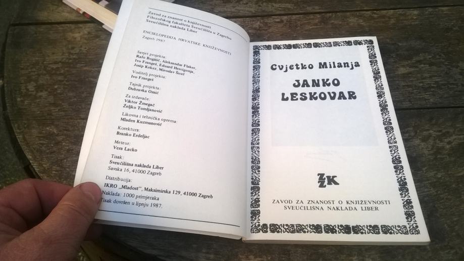 JANKO LESKOVAR CVJETKO MILANJA ZZK LIBER 1987.